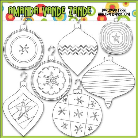 Merry & Bright Ornaments Digital Stamp Clip Art - CUP491322_1025 ...