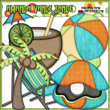 Beach Fun Santa Accents 1 Clip Art - CUP491602_1025 | Craftsuprint