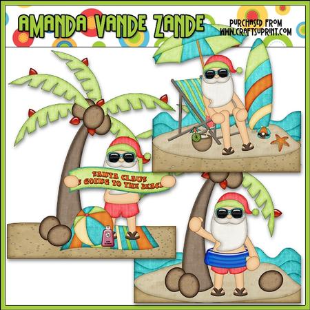 Beach Fun Santa Scenes 2 Clip Art - CUP491615_1025 | Craftsuprint