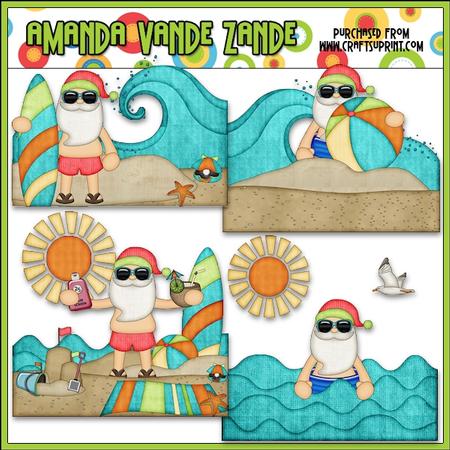 Beach Fun Santa Scenes 1 Clip Art - CUP491663_1025 | Craftsuprint