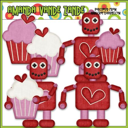 Nuts & Bolts Valentine Robots 1 Clip Art - CUP492259_1025 | Craftsuprint