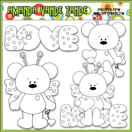 Love Bug Bears Digital Stamp Clip Art - CUP492825_1025 | Craftsuprint
