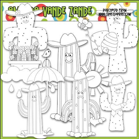 Googley Eyed Cowboy Cactus Digital Stamp Clip Art - CUP494925_1025 ...