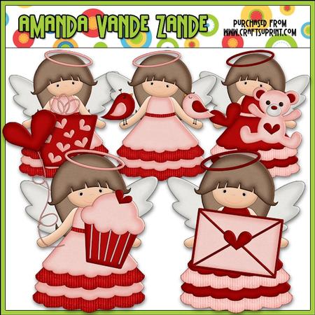 Little Valentine Angels Clip Art - CUP510807_1025 | Craftsuprint
