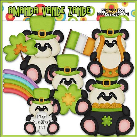 Little Irish Panda Bears Clip Art - CUP510974_1025 | Craftsuprint
