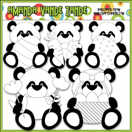 Little Easter Panda Bears Digital Stamp Clip Art - CUP510992_1025 ...