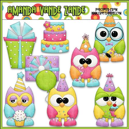 Birthday Party Owls Clip Art - CUP529359_1025 | Craftsuprint