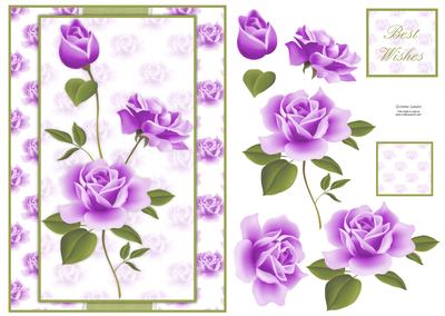 Gorgeous Purple Rose Card Front & Decoupage - CUP102936_5 | Craftsuprint