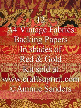 12 A4 Vintage Fabrics , Red & Gold Backing Papers - CUP103160_5 ...