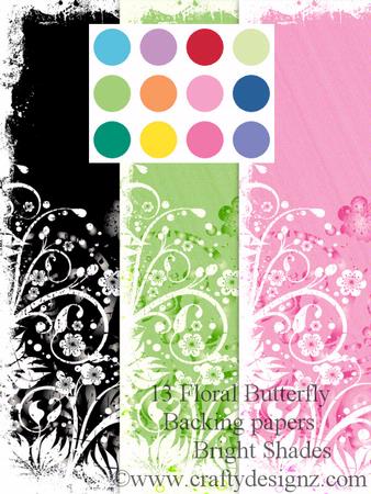 Bright Shades Floral & Butterfly Backing Papers (13 Papers) - CUP17753 ...