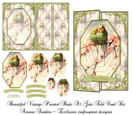 Beautiful Vintage Painted Birds A5 Gate Fold Card Mini Kit - CUP452153 ...