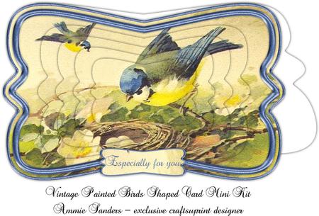 Beautiful Vintage Painted Birds Shaped Card Mini Kit - CUP453522_5 ...