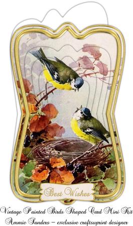 Beautiful Vintage Painted Birds Shaped Card Mini Kit - CUP453523_5 ...