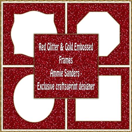 5 8x8 Red Glitter & Gold Embossed Frames - Cu4cu Png - CUP456727_5 ...