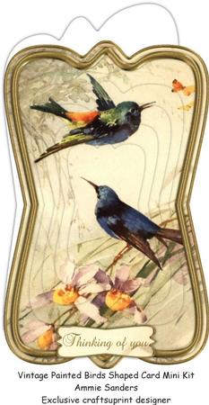 Beautiful Vintage Painted Birds Shaped Card Mini Kit - CUP457708_5 ...