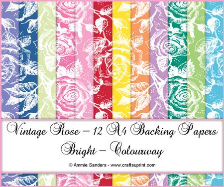 Vintage Rose 12 A4 Backing Papers - Bright Shades - CUP458803_5 ...