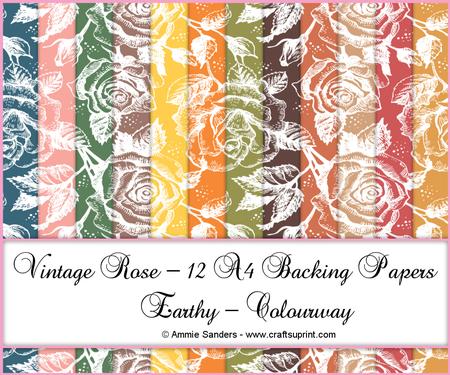 Vintage Rose 12 A4 Backing Papers - Earthy Shades - CUP458805_5 ...