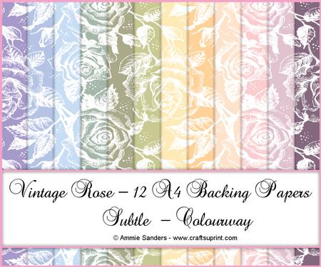 Vintage Rose 12 A4 Backing Papers - Subtle Shades - CUP458806_5 ...