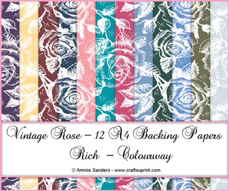 Vintage Rose 12 A4 Backing Papers - Rich Shades - CUP458811_5 ...