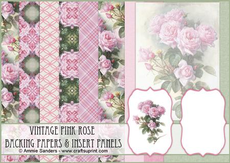 Gorgeous Vintage Pink Roses Backing Papers & Insert Panels - CUP466484 ...