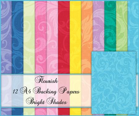 Flourish 12 A4 Backing Papers - Bright Shades - CUP475577_5 | Craftsuprint