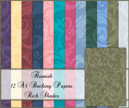 Flourish 12 A4 Backing Papers - Rich Shades - CUP476094_5 | Craftsuprint