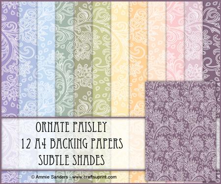 Ornate Paisley 12 A4 Backing Papers - Subtle Shades - CUP490000_5 ...