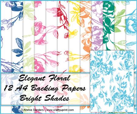 Elegant Floral 12 A4 Backing Papers - Bright Shades - CUP611940_5 ...