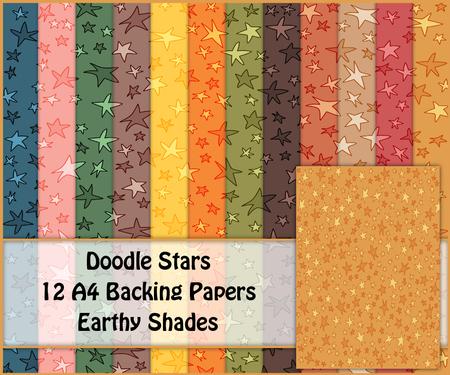 Doodle Stars 12 A4 Backing Papers - Earthy Shades - CUP612394_5 ...