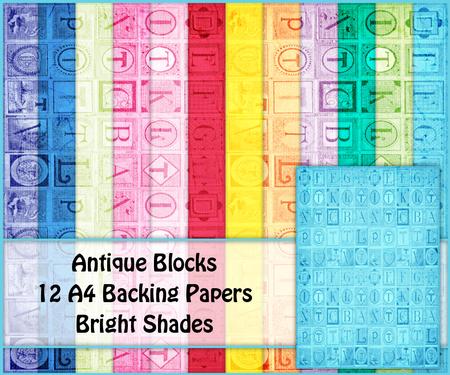 Antique Blocks 12 A4 Backing Papers - Bright Shades - CUP612735_5 ...