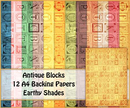 Antique Blocks 12 A4 Backing Papers - Earthy Shades - CUP612741_5 ...