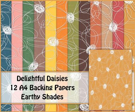 Delightful Daisies 12 A4 Backing Papers - Earthy Shades - CUP619757_5 ...
