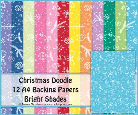 Christmas Doodle 12 A4 Backing Papers - Bright Shades - CUP655744_5 ...