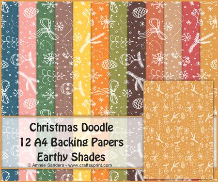 Christmas Doodle 12 A4 Backing Papers - Earthy Shades - CUP655759_5 ...