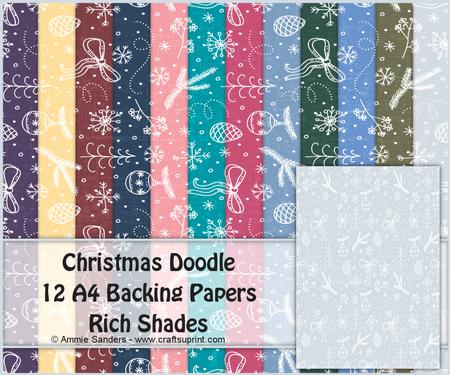 Christmas Doodle 12 A4 Backing Papers - Rich Shades - CUP655769_5 ...
