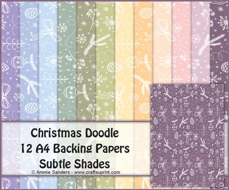 Christmas Doodle 12 A4 Backing Papers - Subtle Shades - CUP655806_5 ...