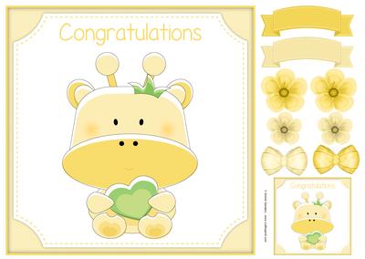 Congratulations Yellow Giraffe New Baby 8x8 Topper - CUP659085_5 ...