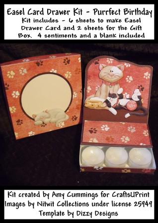 Purrfect Birthday! Easel Drawer Card Kit - CUP151149_576 | Craftsuprint