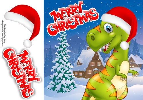 Funny Green & Orange Festive Dinosaur 8x8 - CUP1006018_983 | Craftsuprint