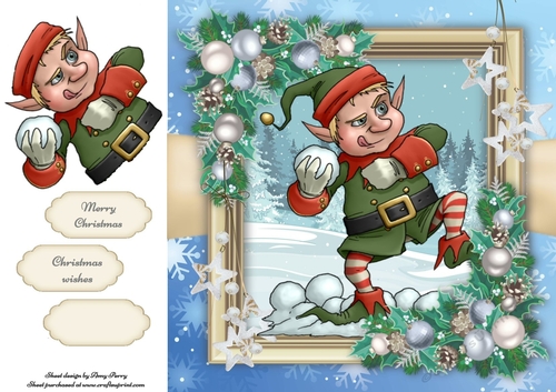 Cute Elf Throwing Snowballs 8x8 - CUP1011873_983 | Craftsuprint