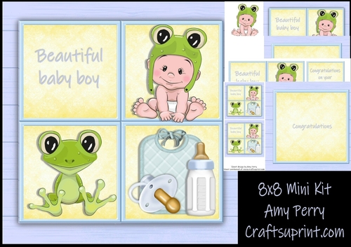 Baby Boy Cube Frog 8x8 Mini Kit - CUP1021451_983 | Craftsuprint