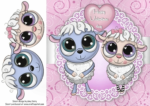 Valentine Sheep Couple 8x8 - CUP1025531_983 | Craftsuprint