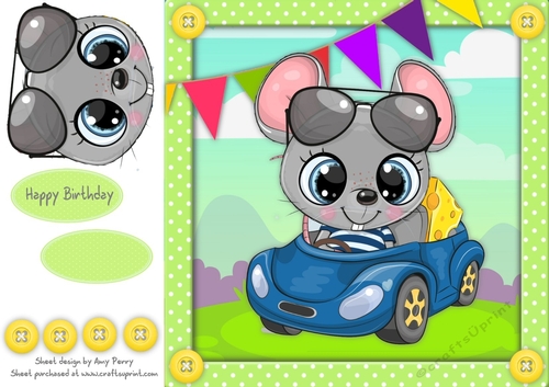 Adorable Mouse Driving a Car 8x8 - CUP1026240_983 | Craftsuprint