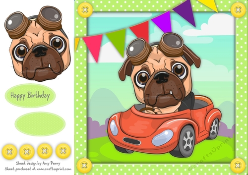 Adorable Pug Driving a Car 8x8 - CUP1026241_983 | Craftsuprint