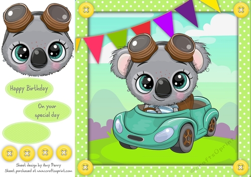Adorable Koala Driving a Car 8x8 - CUP1026252_983 | Craftsuprint