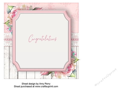 Pink & White Rose Insert Congratulations 7x7 - CUP1071324_983 ...