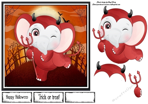 Spooky Devil Elephant 7x7 - CUP1074039_983 | Craftsuprint