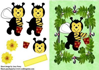 Buzzy Bee in Leaf Frame - CUP224802_983 | Craftsuprint