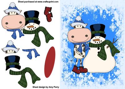 Christmas Cow & Snowman - CUP235069_983 | Craftsuprint