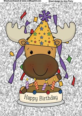Birthday Moose with Birthday Cake - CUP236563_983 | Craftsuprint
